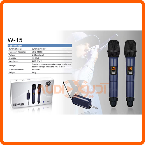 میکروفون بی سیم شارژی دو دستی UNIVERSAL PH10000 - آدیوAUDIOX